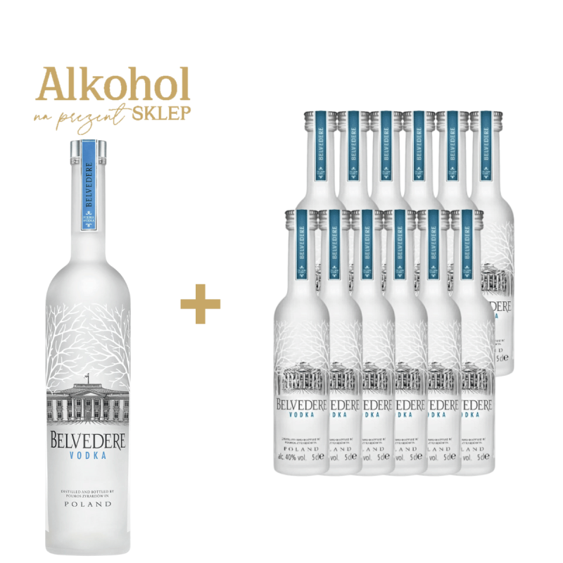 PAKIET MAXI NA WIECZÓR KAWALERSKI - WÓDKA BELVEDERE MINI + DUŻA BUTELKA
